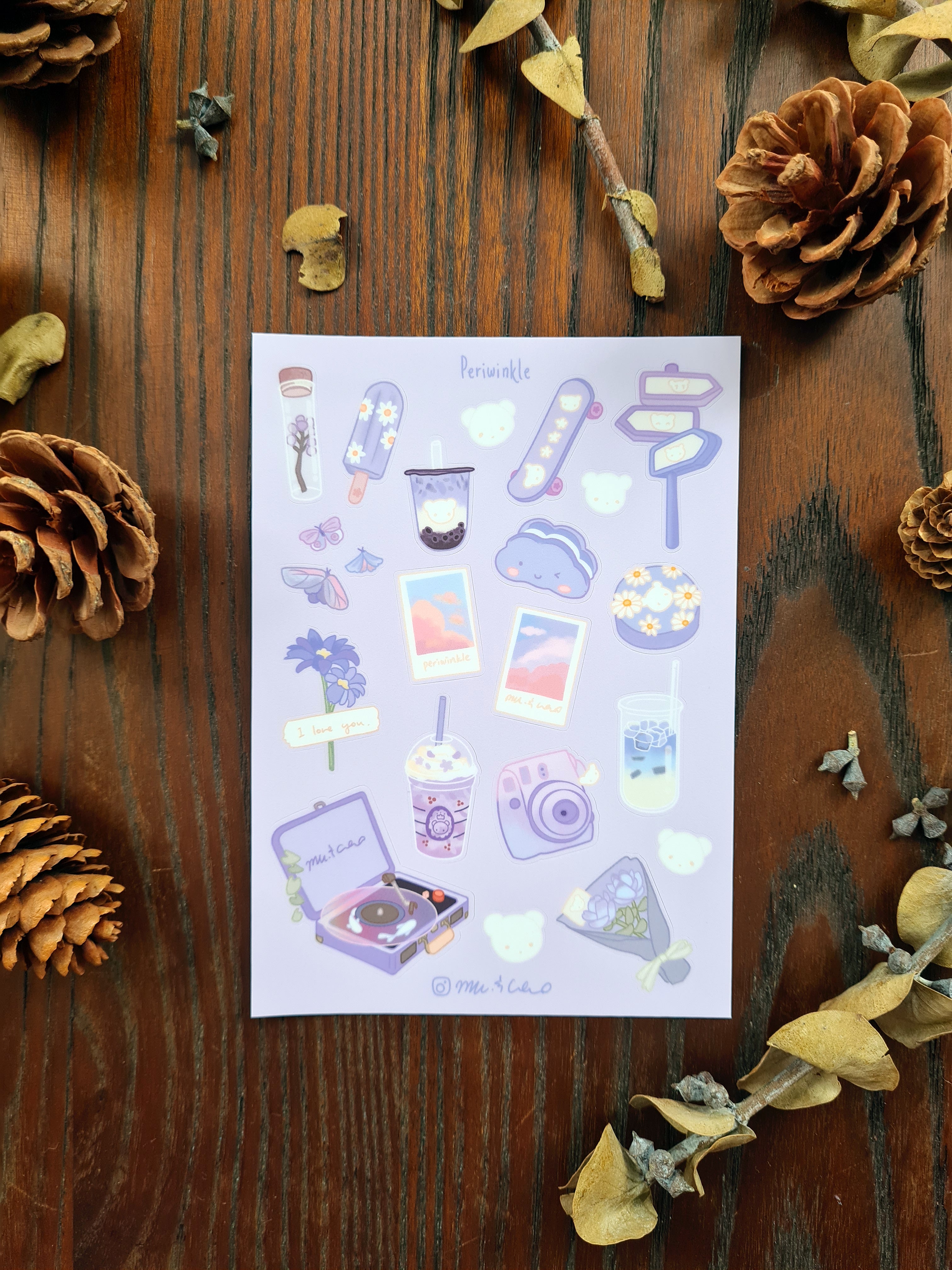 Sticker sheet - Periwinkle (A6 size) – mu.andcoco